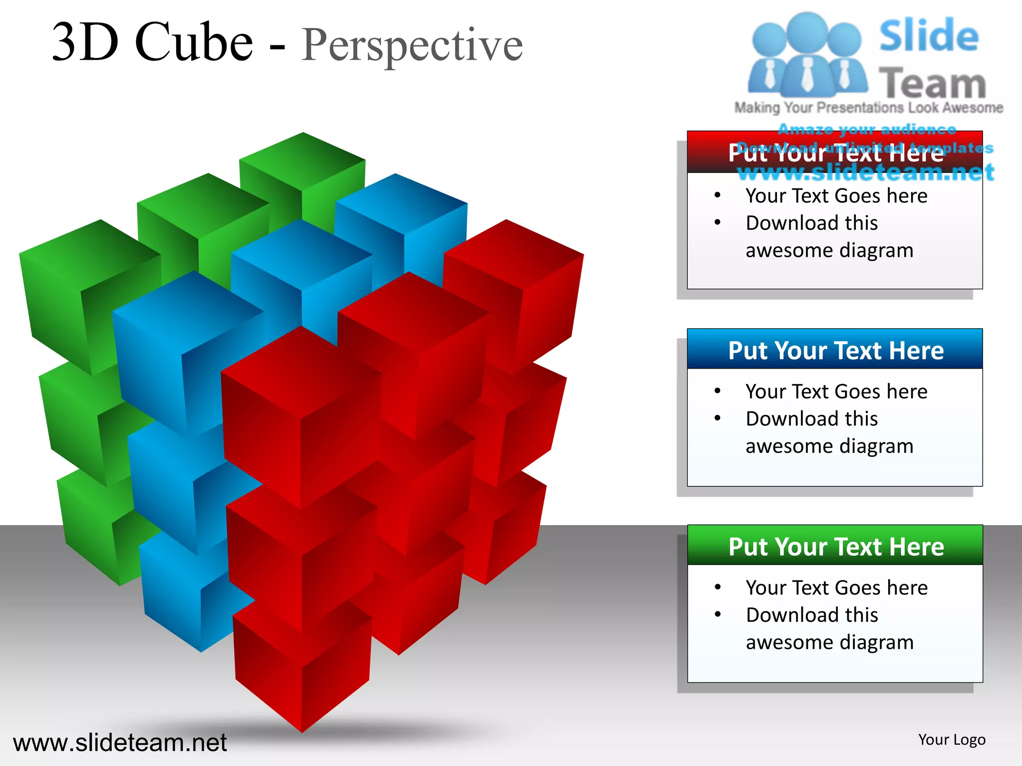 3d cube perspective powerpoint ppt slides. | PPT