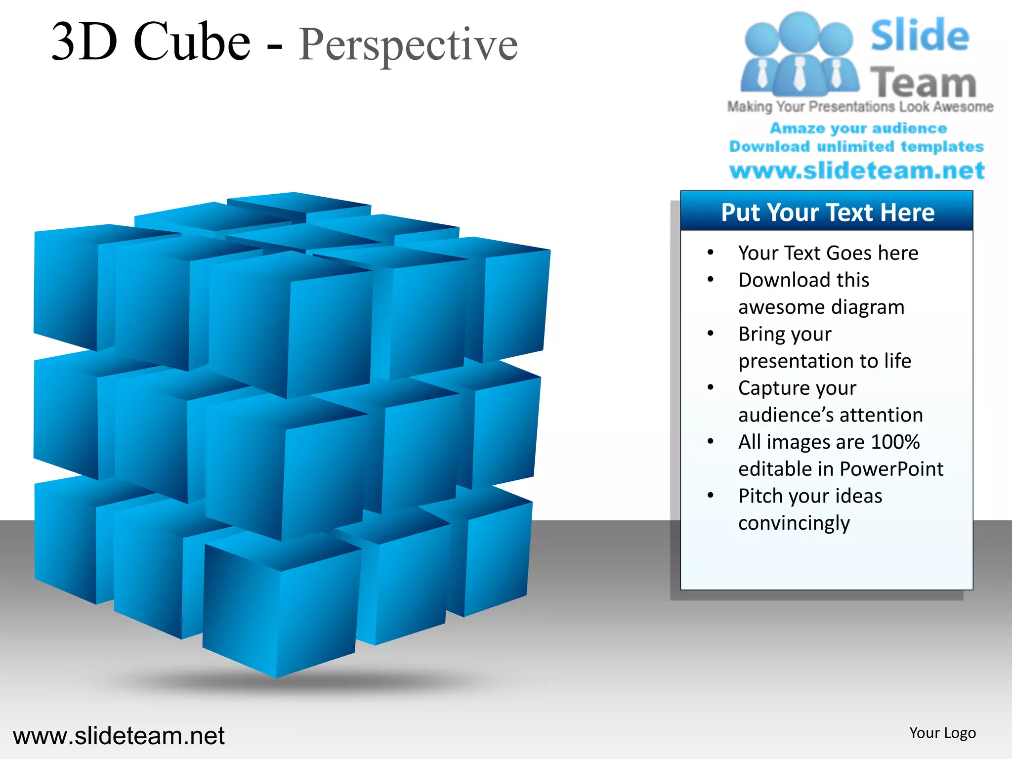 3d cube perspective powerpoint ppt slides. | PPT