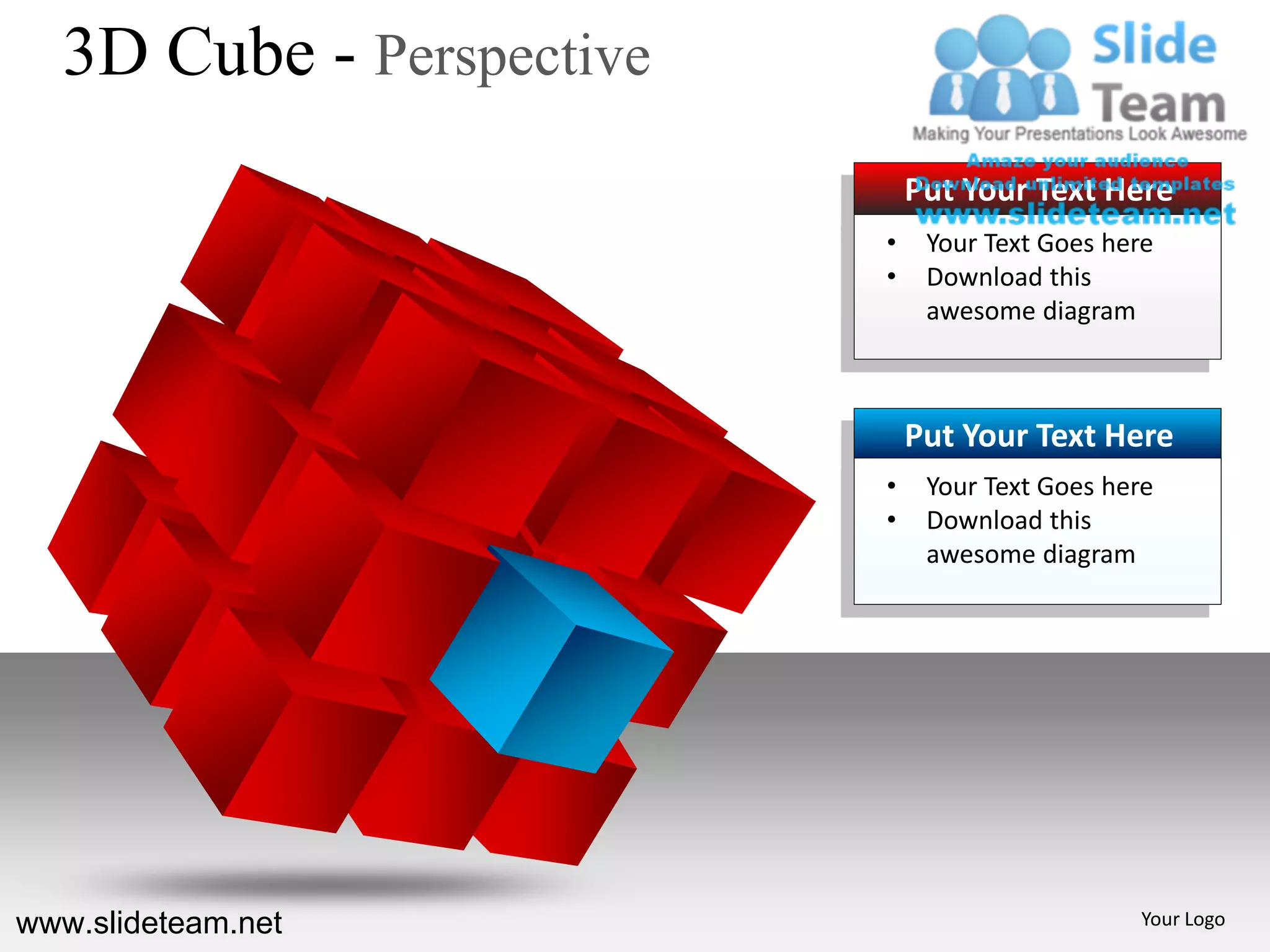 3d cube perspective powerpoint ppt slides. | PPT
