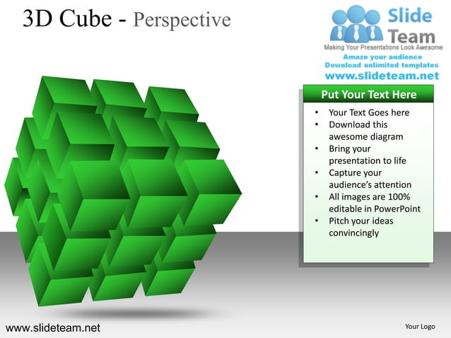 3d cube perspective powerpoint ppt slides. | PPT