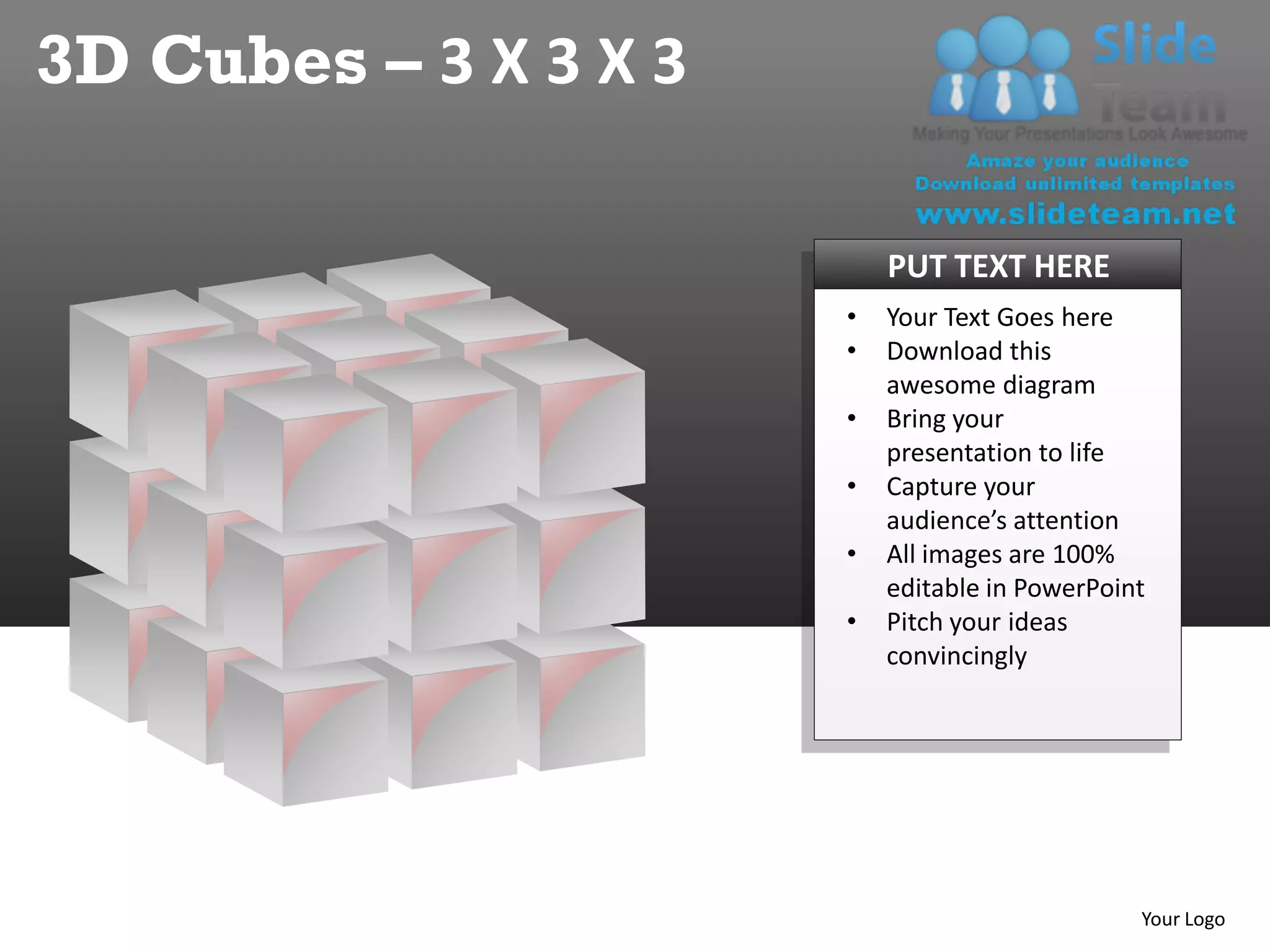3d cubes 3x3x3 powerpoint presentation slides ppt templates | PDF