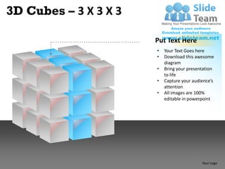 3d cubes 3x3x3 powerpoint presentation slides ppt templates | PPT