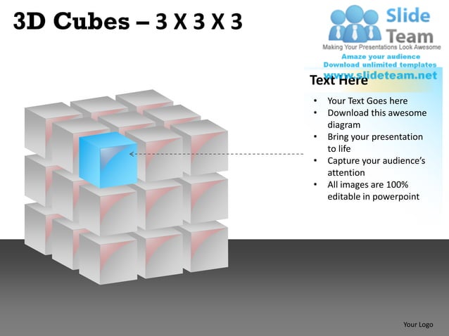 3d cubes 3x3x3 powerpoint presentation slides ppt templates | PDF