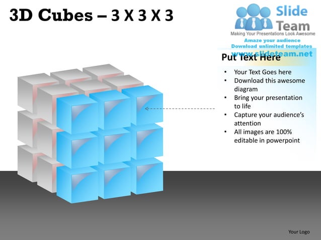 3d cubes 3x3x3 powerpoint presentation slides ppt templates | PDF