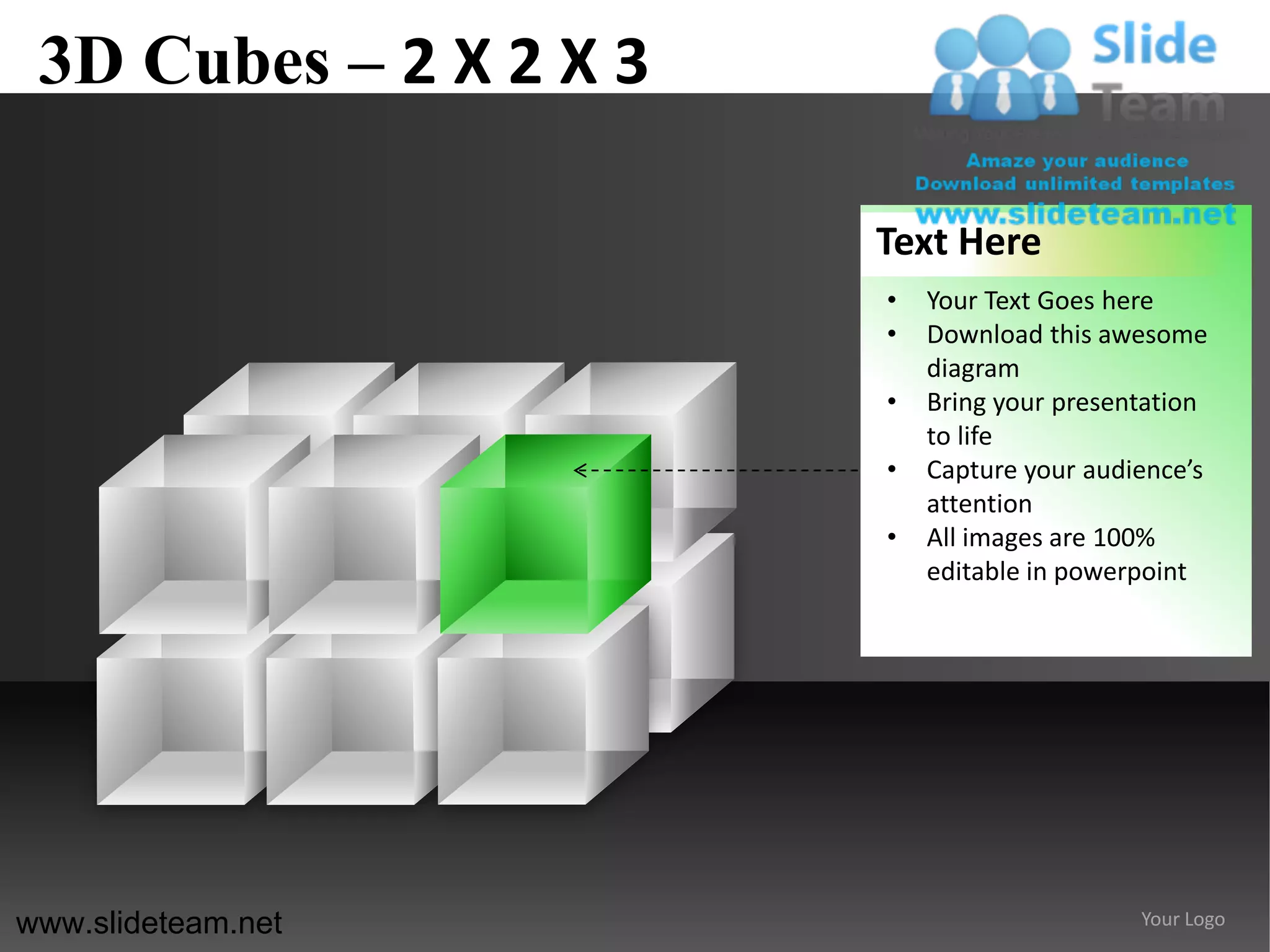 3d cubes building blocks stacked 2x2x3 powerpoint ppt templates. | PPT