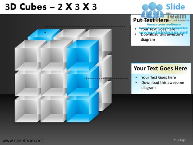 3d cubes building blocks stacked 2x3x3 powerpoint ppt slides. | PPT