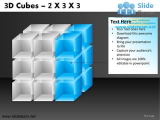 3d cubes building blocks stacked 2x3x3 powerpoint ppt slides. | PPT