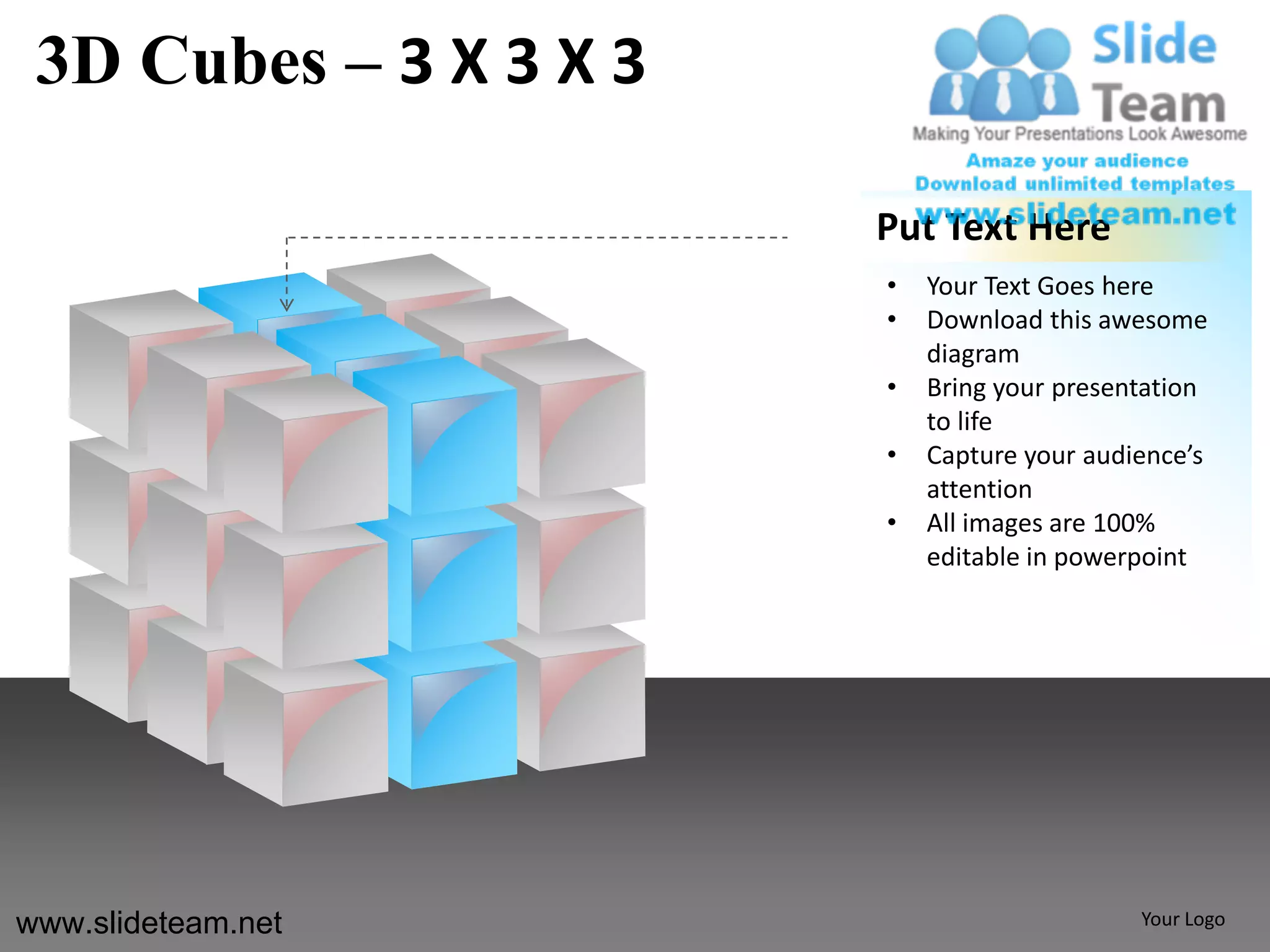 3d cubes building blocks stacked 3x3x3 powerpoint ppt slides. | PDF