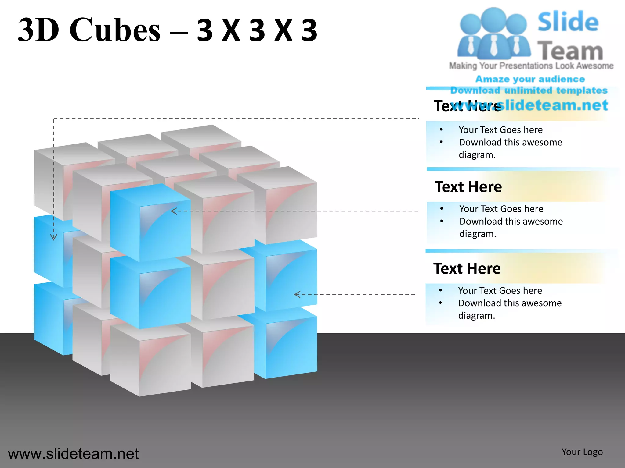 3d cubes building blocks stacked 3x3x3 powerpoint ppt slides. | PDF