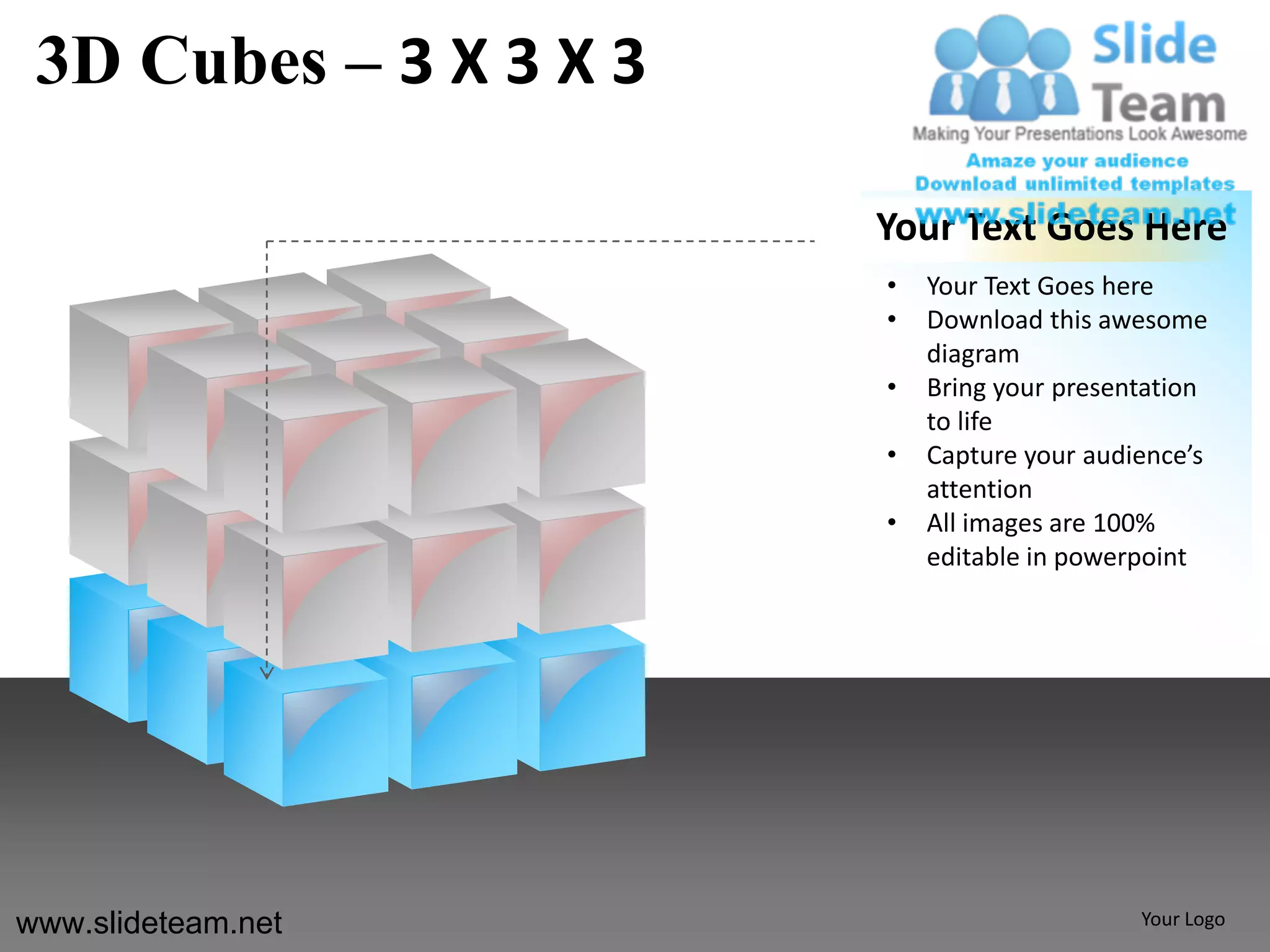 3d cubes building blocks stacked 3x3x3 powerpoint presentation slides. | PDF