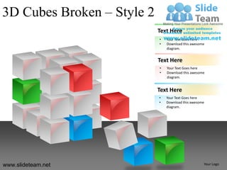3d cubes building blocks stacked broken design 2 powerpoint ppt ...