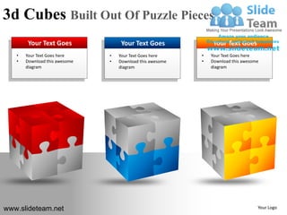 3d cubes building blocks stacked built out of puzzle powerpoint presentation slides. | PPT