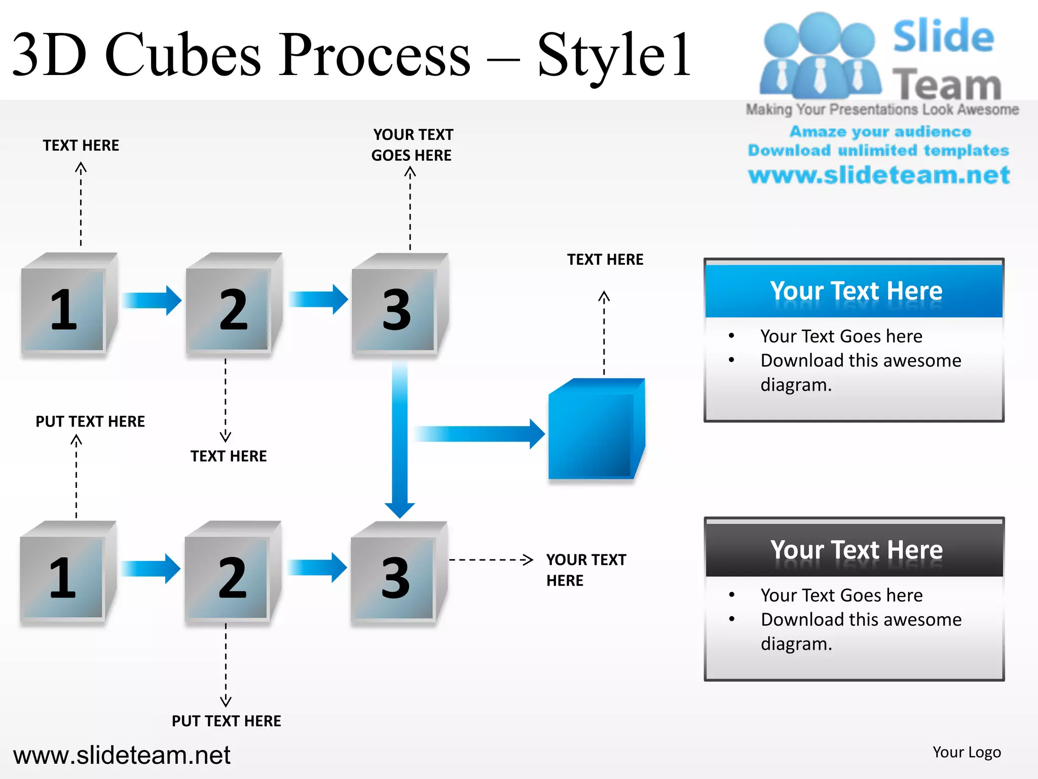 3d cubes building blocks stacked process design 1 powerpoint ...