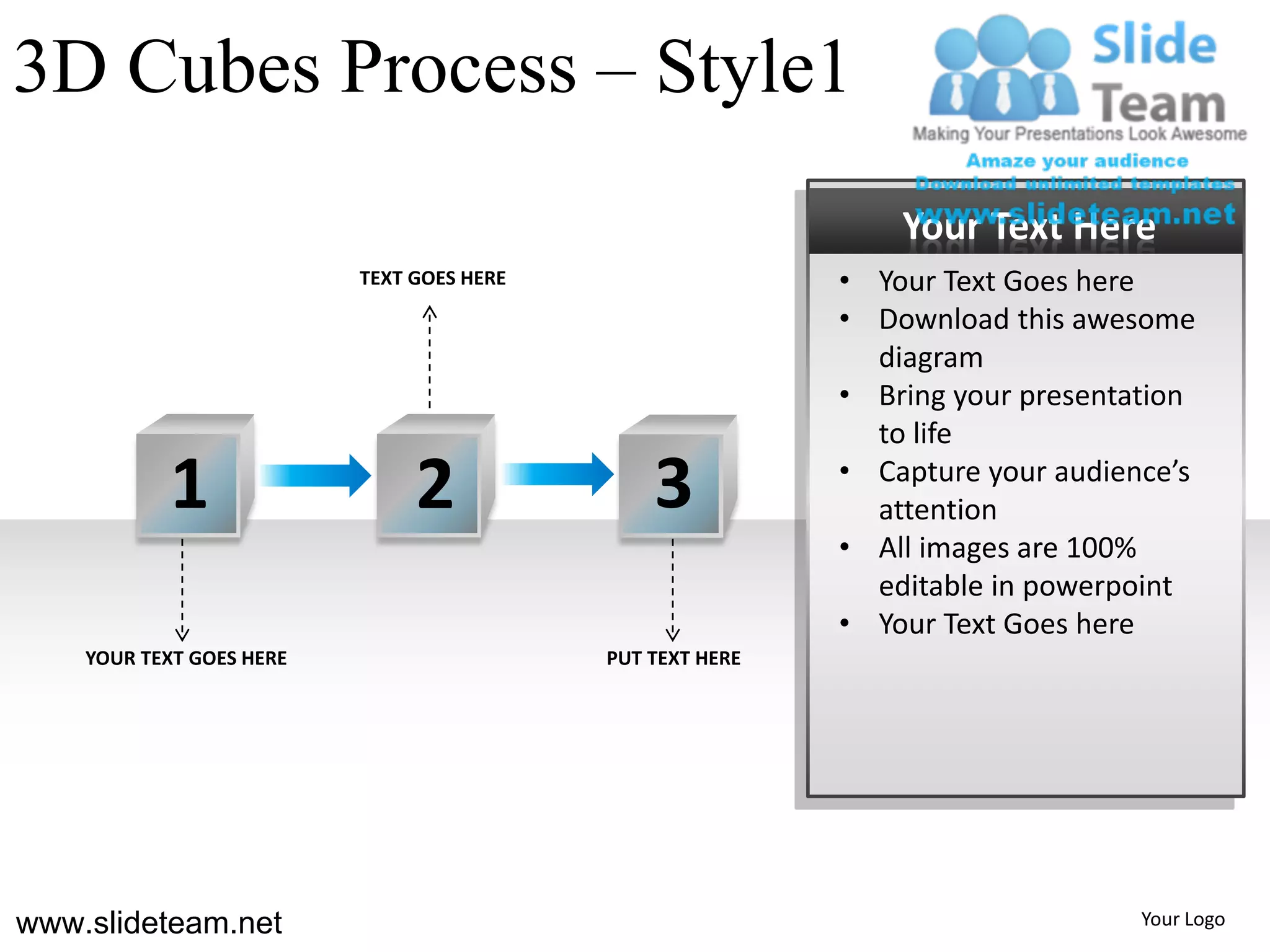 3d cubes building blocks stacked process style design 1 powerpoint ...