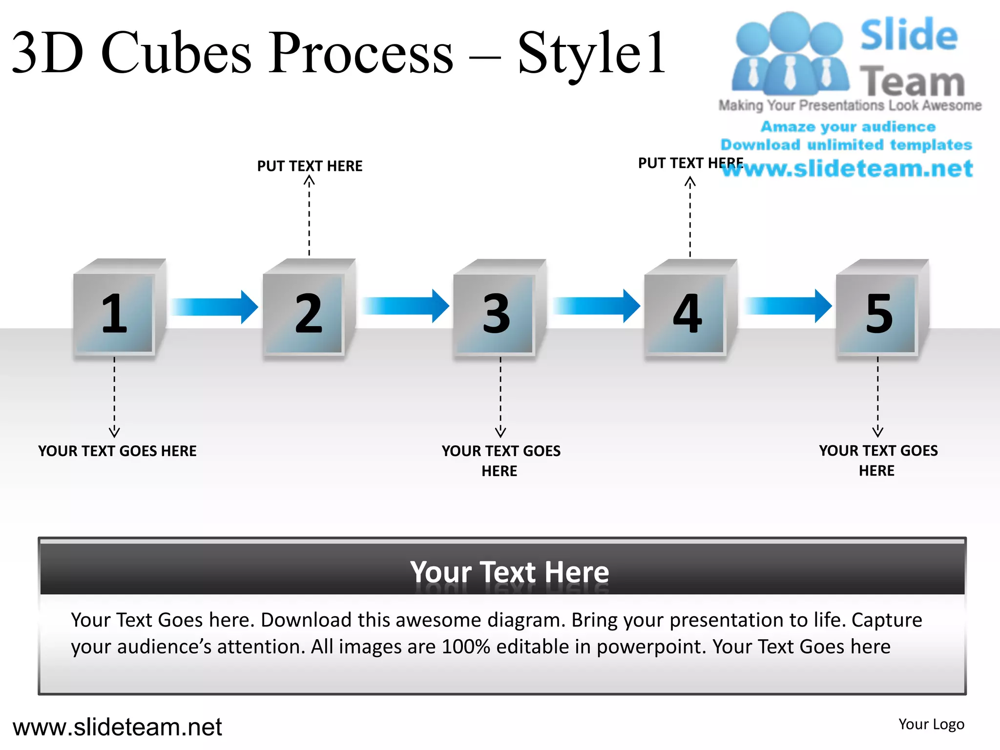 3d cubes building blocks stacked process style design 1 powerpoint ...