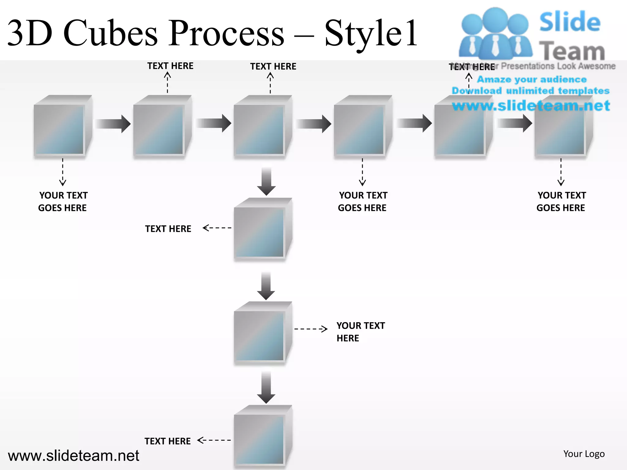 3d cubes building blocks stacked process style design 1 powerpoint ...
