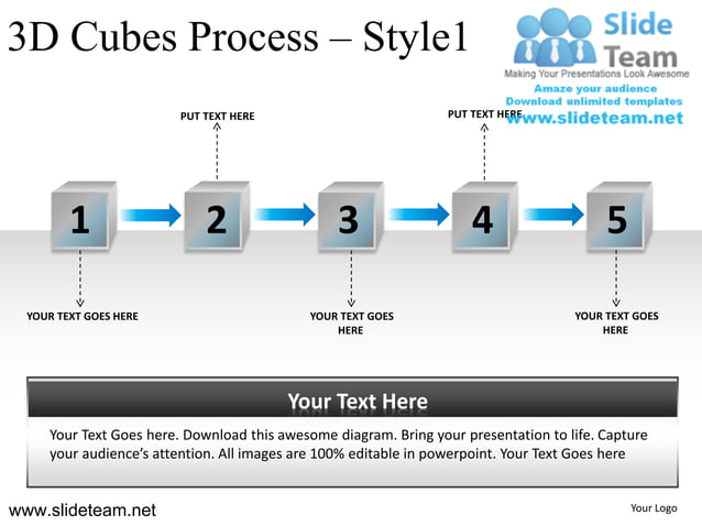 3d cubes building blocks stacked process style design 1 powerpoint ...