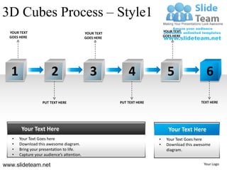 3d cubes building blocks stacked process style design 1 powerpoint ...