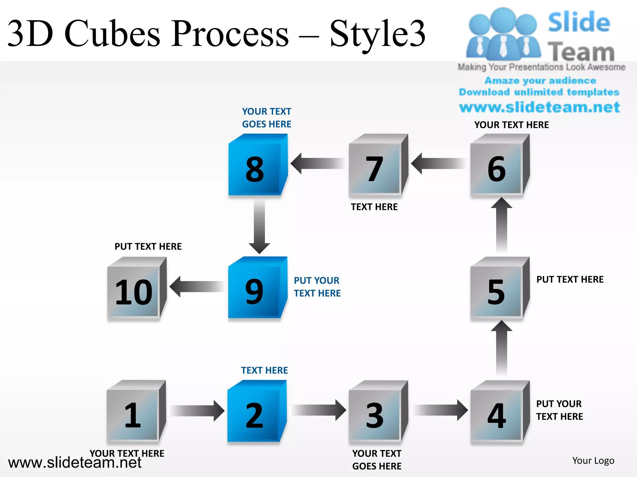 3d cubes building blocks stacked process style design 3 powerpoint ppt ...