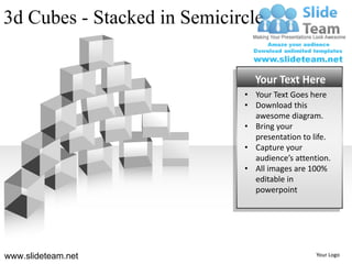 3d cubes building blocks stacked stacked in semicircle powerpoint ppt slides. | PDF
