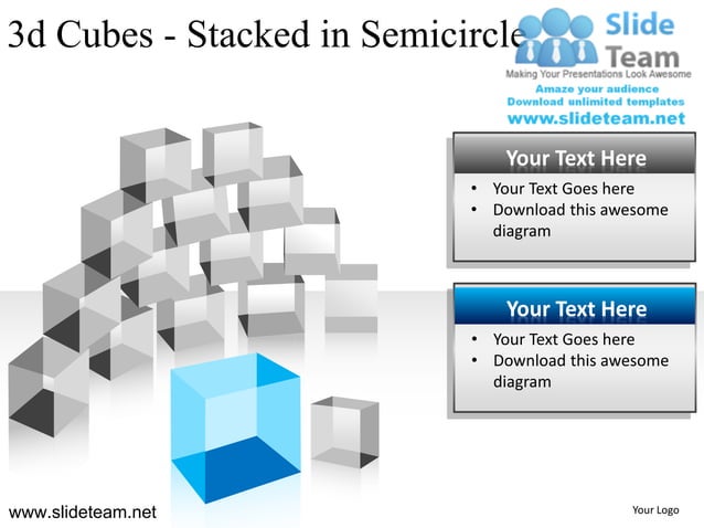 3d cubes building blocks stacked stacked in semicircle powerpoint ppt slides. | PDF