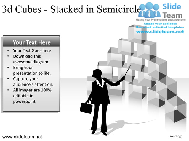 3d cubes building blocks stacked stacked in semicircle powerpoint ppt slides. | PDF
