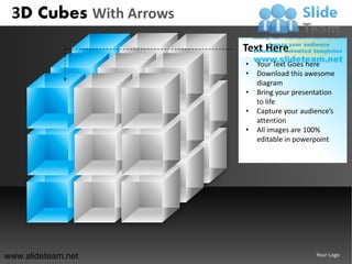3d cubes building blocks stacked with arrows powerpoint ppt slides. | PPT