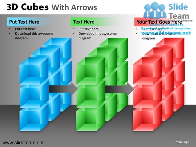 3d cubes building blocks stacked with arrows powerpoint ppt slides. | PPT