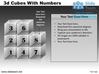 3d cubes building blocks stacked with numbers powerpoint ppt slides. | PPT