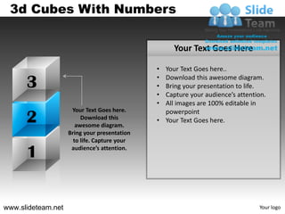 3d cubes building blocks stacked with numbers powerpoint presentation ...