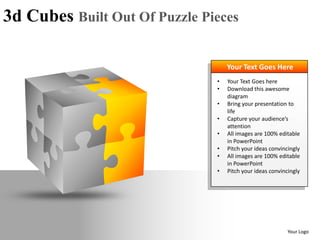 3d cubes built out of puzzle powerpoint presentation templates | PPT