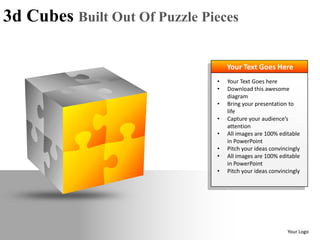 3d cubes built out of puzzle powerpoint presentation templates | PPT
