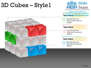 3d cubes style 1 powerpoint presentation slides ppt templates | PPT