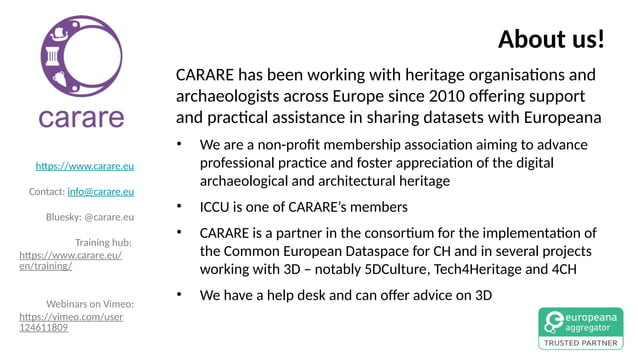3D and Cultural Heritage, Kate Fernie, CARARE | PPT