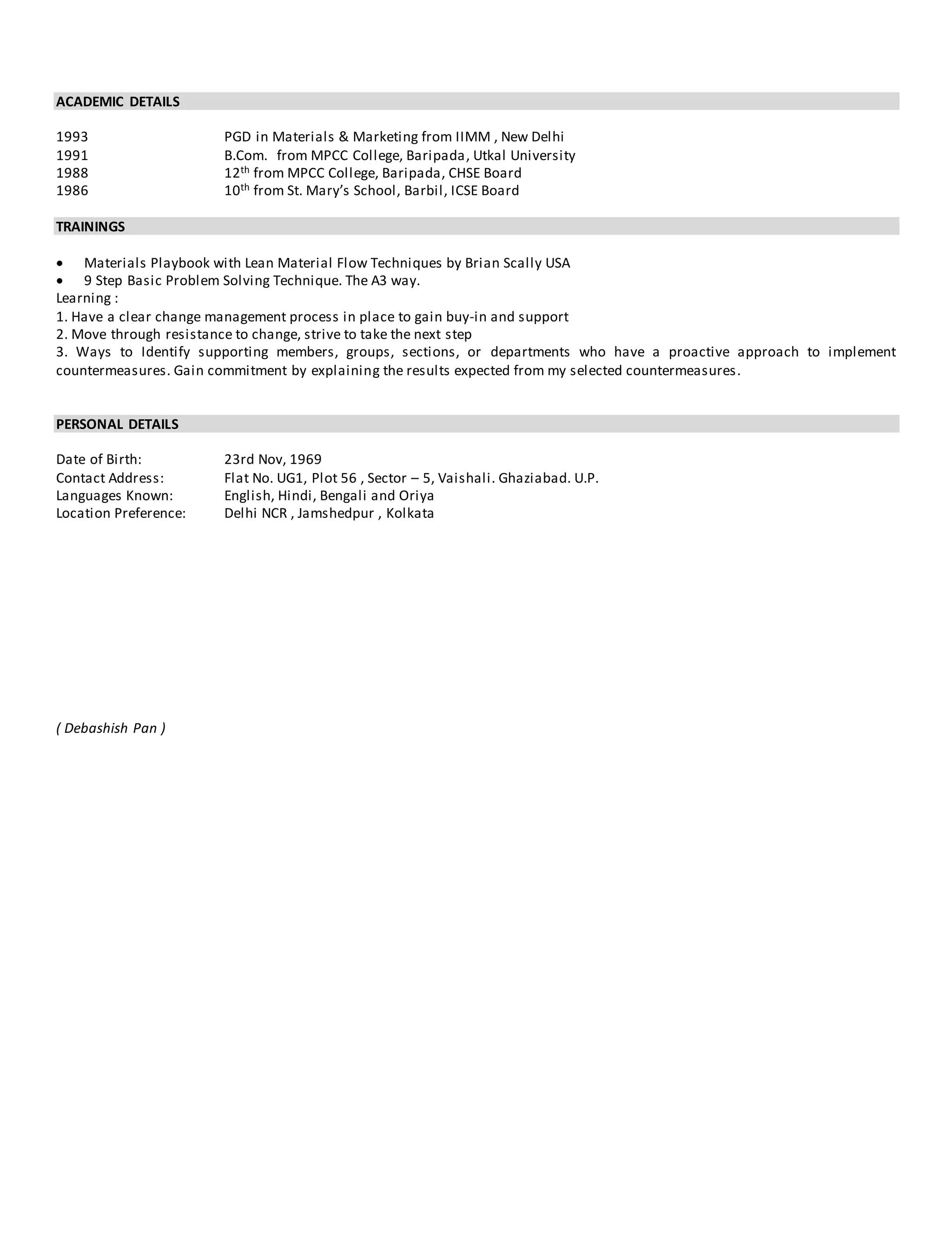 Resume_of_Debashish_Pan_updated_Aug_15 (1) | PDF