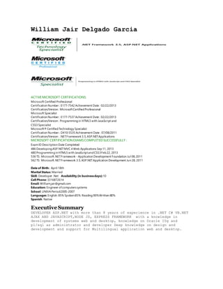 Resume William Jair Delgado Garcia | PDF