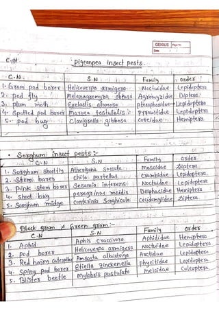 Scientific name, Family, Order of Various insect pests | PDF
