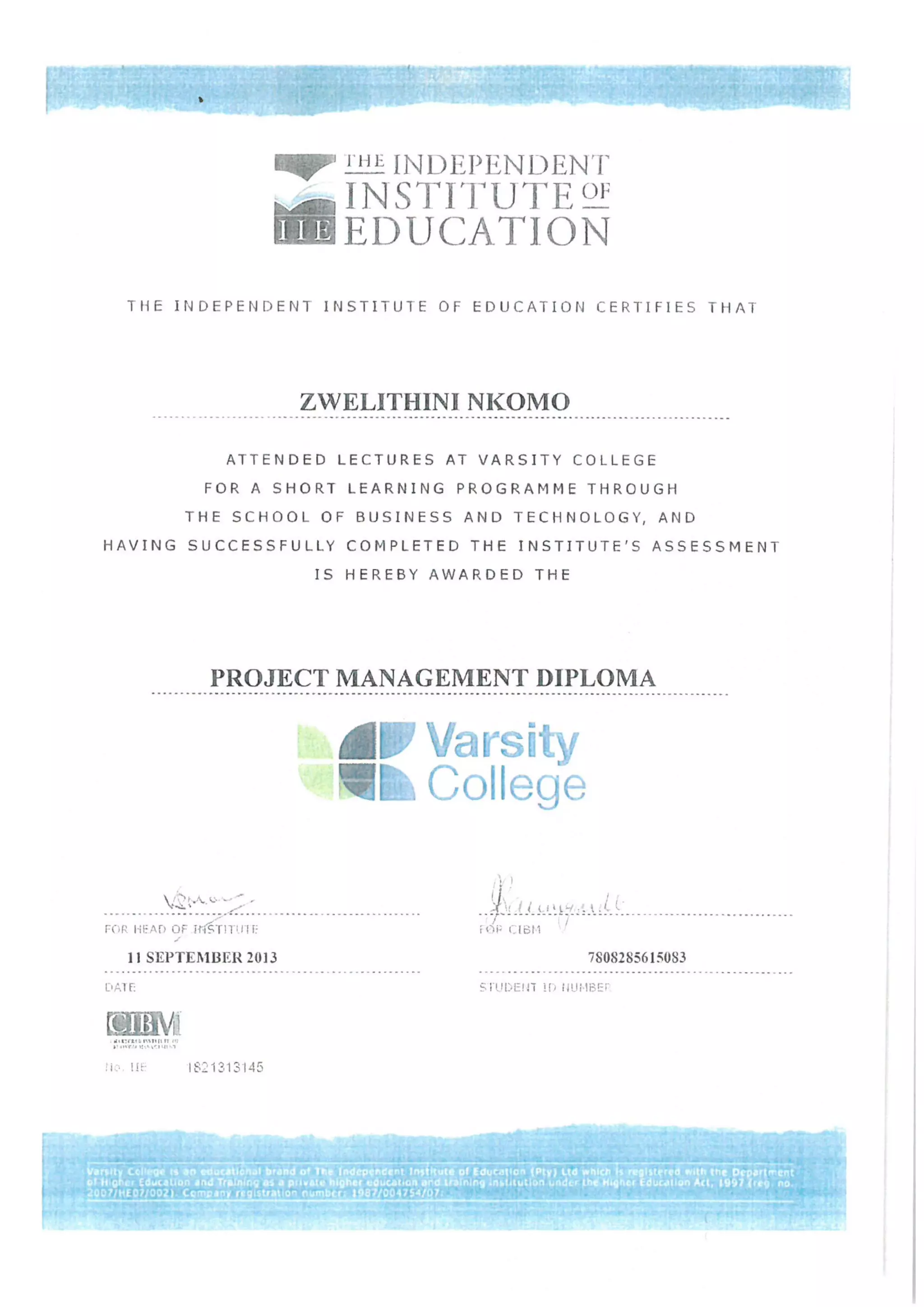 Diploma Project Management Z Nkomo | PDF