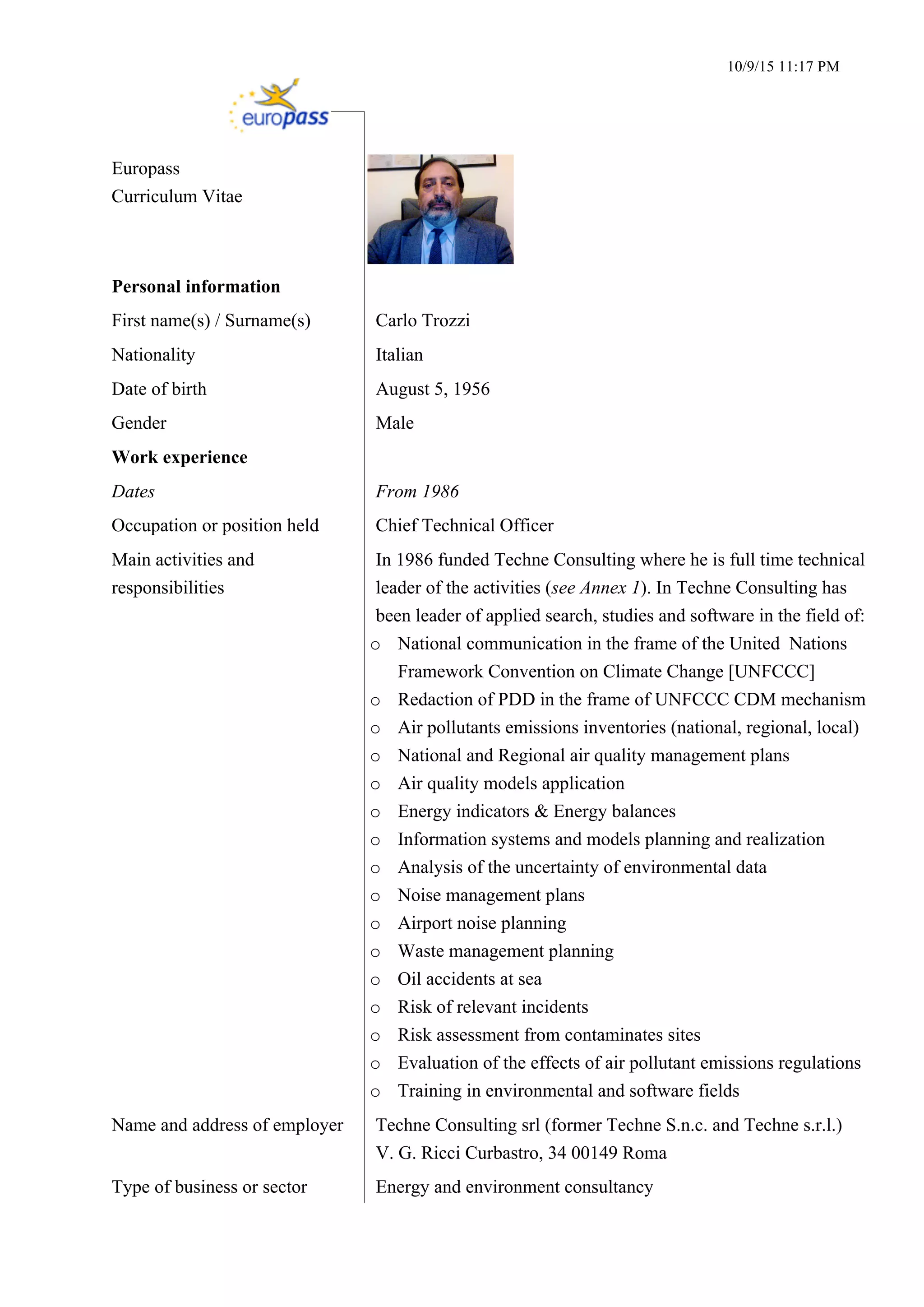 Carlo Trozzi Europass CV complete | PDF
