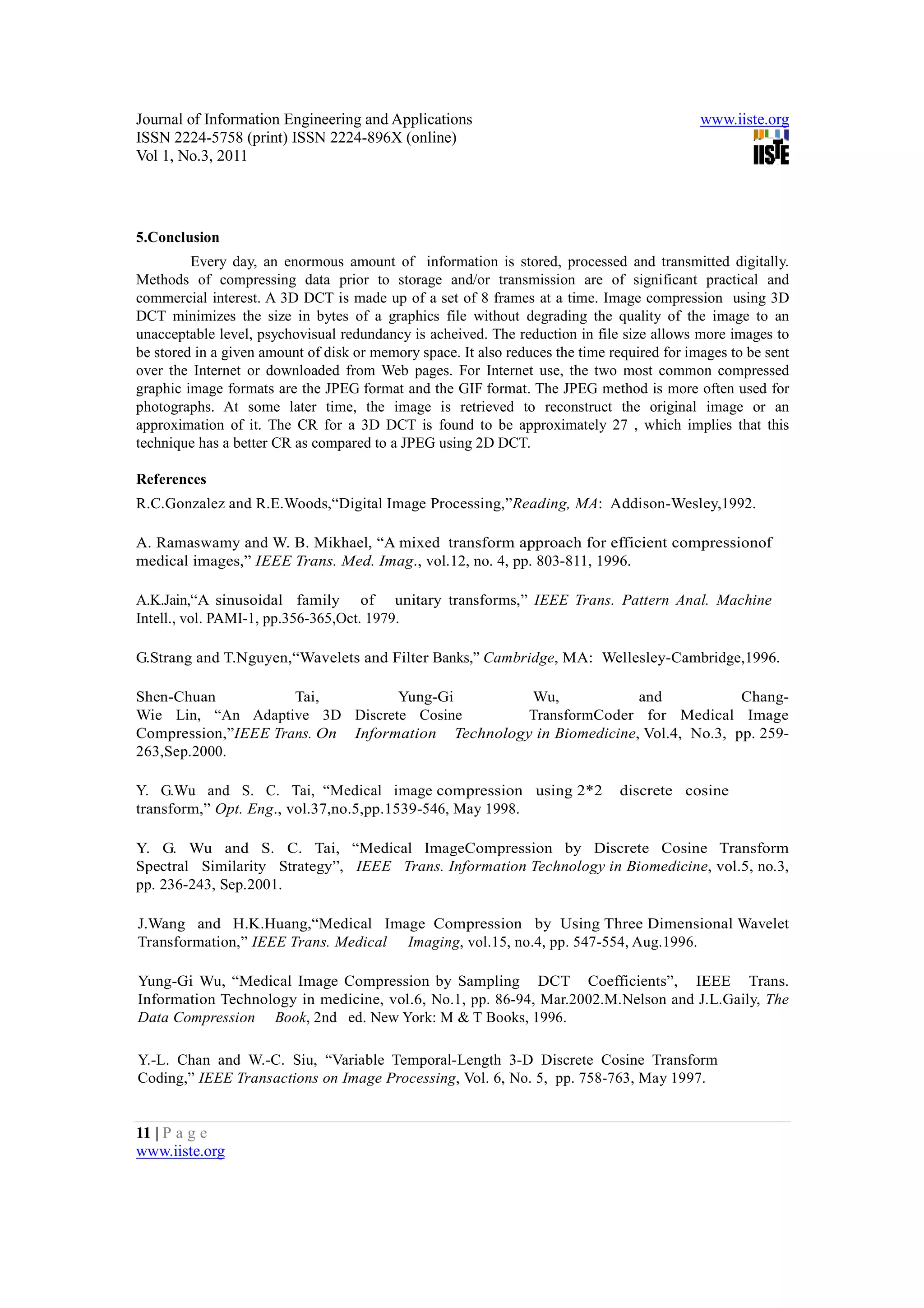 3 d discrete cosine transform for image compression | PDF