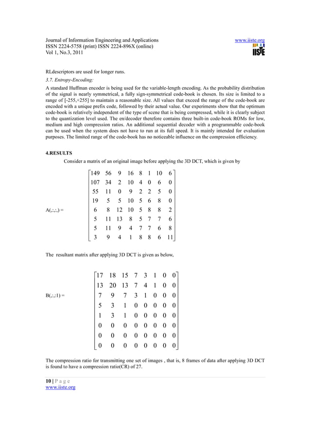 3 d discrete cosine transform for image compression | PDF