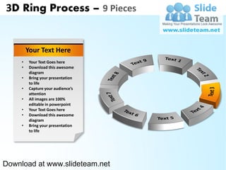 3 d display pie chart process 9 pieces powerpoint presentation slides ...
