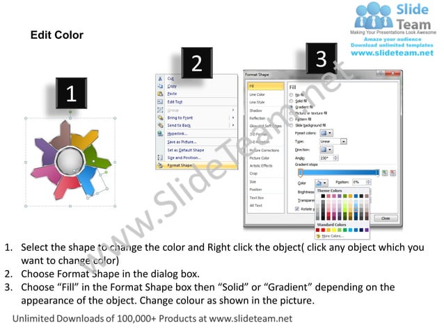 3d diverging arrow flow diagram 7 stages arrows process software power ...