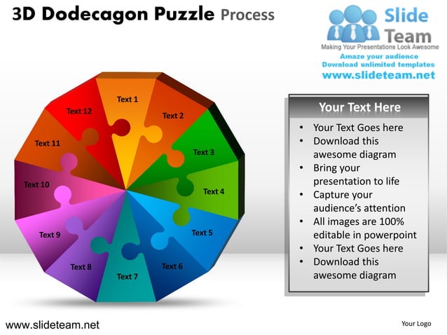 3d dodecagon puzzle strategy powerpoint templates. | PDF