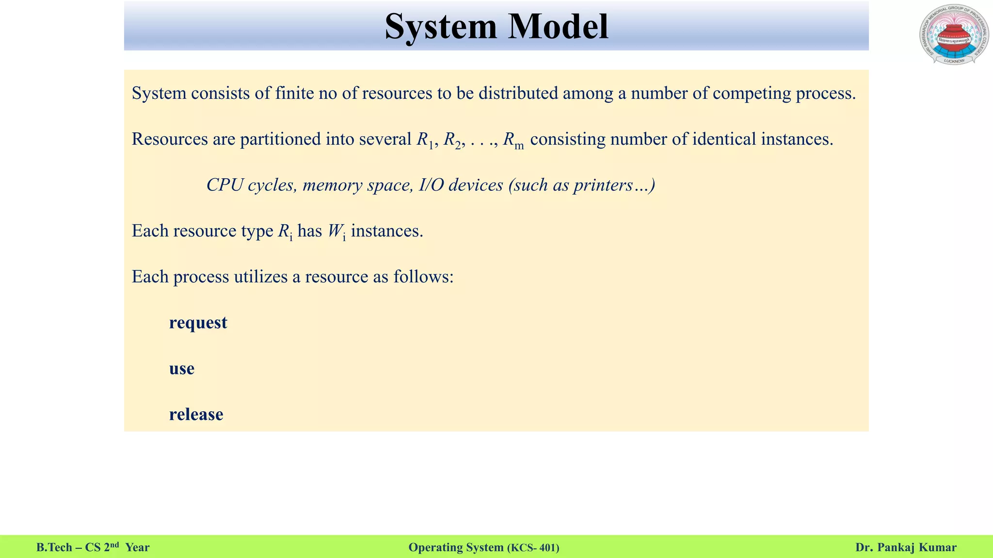 Operating System Deadlock | PPT