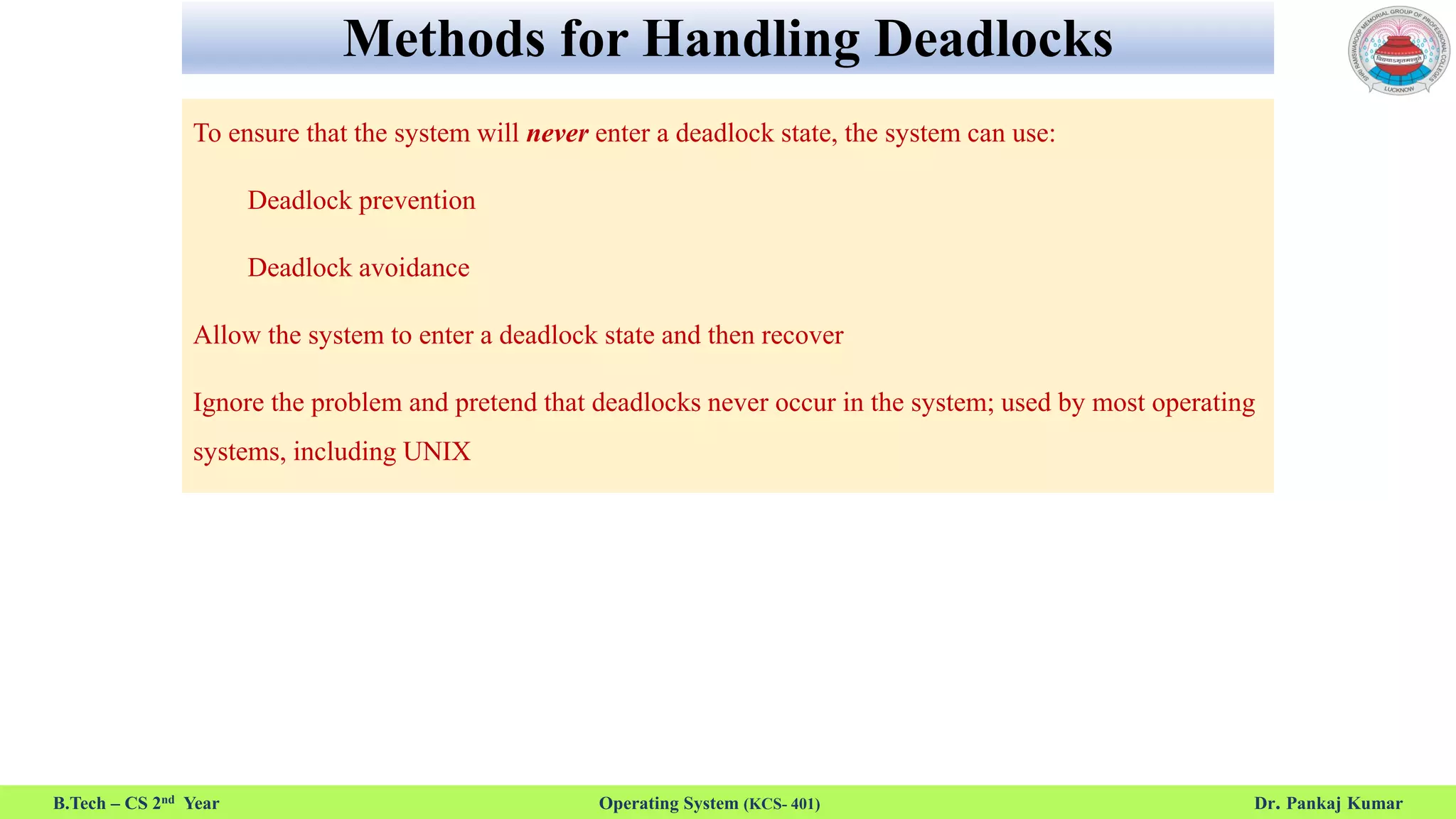 Operating System Deadlock | PPT