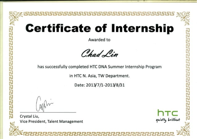 Certificate of Internship in HTC | PDF