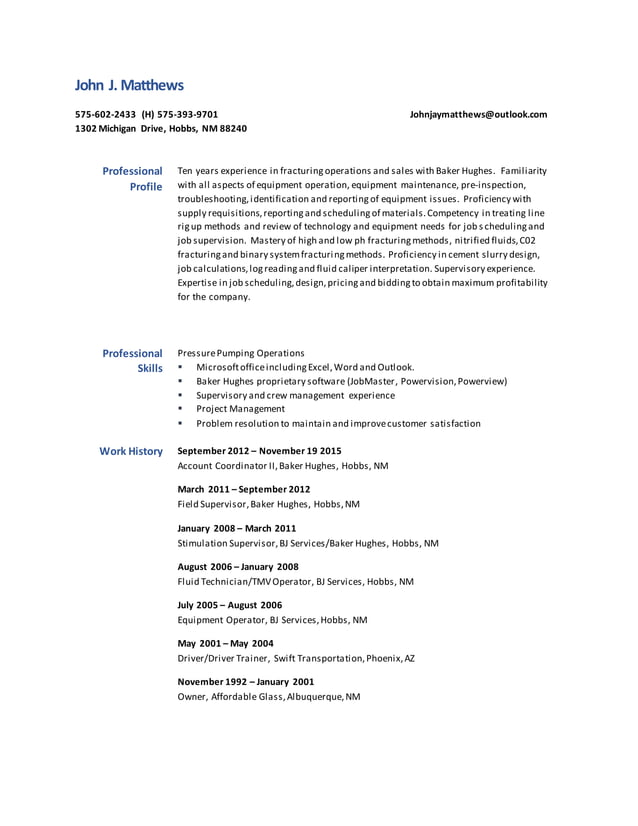 Resume for John Matthews | PDF