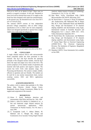 Design and Development of a Single Channel Analyzer with Microcontroller Based Controlled Output ...