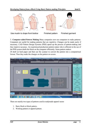 Develop pattern from a block using basic patternmaking principles | PDF